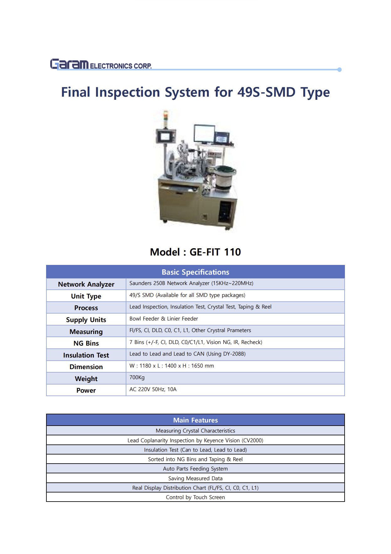 Final Inspection System for 49S-SMD Type – 가람전자