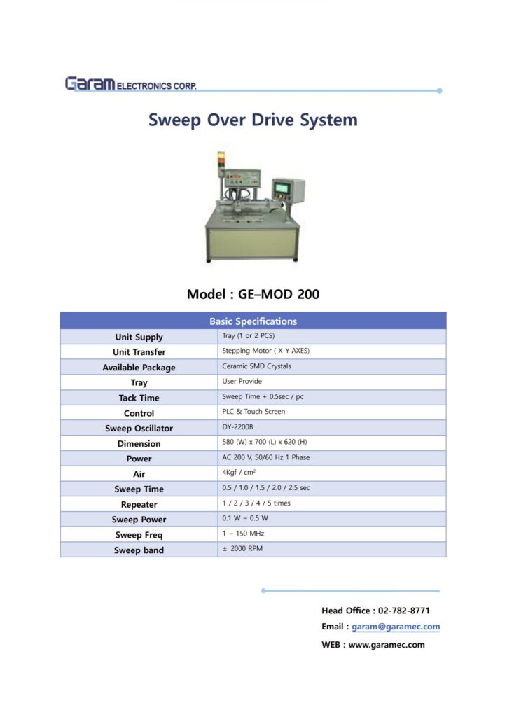 Sweep Over_Drive System GE-MOD 200 – 가람전자